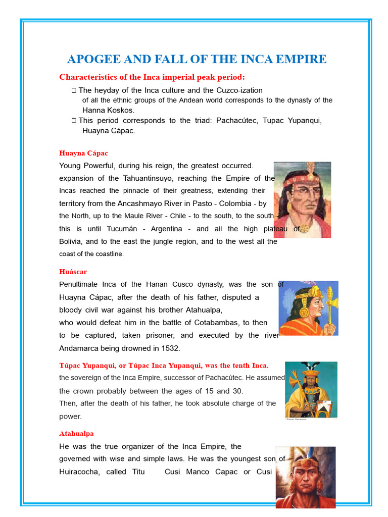 Apogee and Fall of The Inca Empire | PDF | Inca Empire | Francisco Pizarro