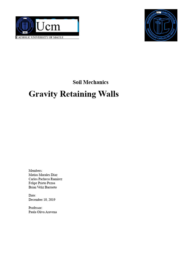 Gravity Retaining Walls Overview | PDF | Concrete | Reinforced Concrete