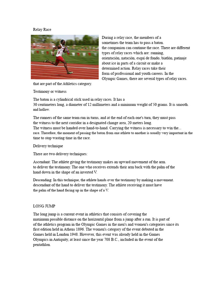 Relay Race | PDF | Track And Field | Sports