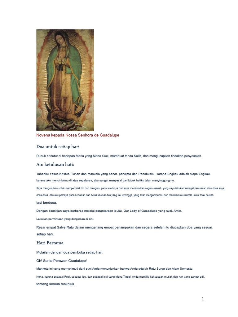 Novena Kepada Santa Perawan Maria Dari Guadalupe | PDF
