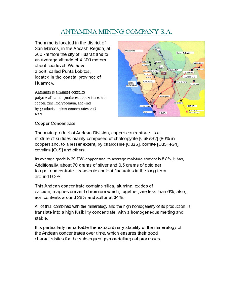 Antamina Mining Company S | PDF | Mining | Minerals