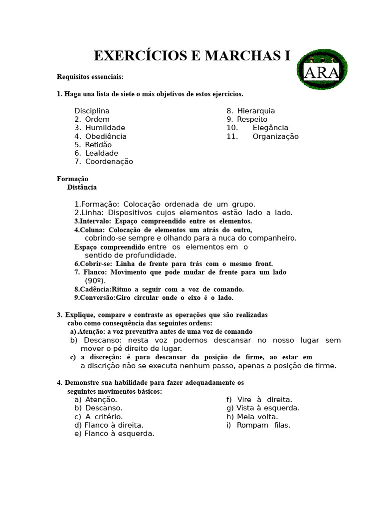 Exercícios e Marchas: Fundamentos e Técnicas | PDF | Bandeira