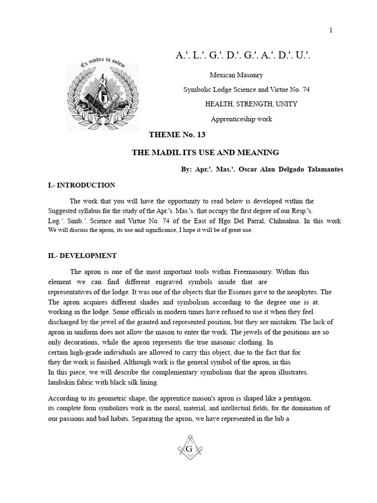 Theme No. 13 The Manil Its Use and Meaning | PDF | Freemasonry