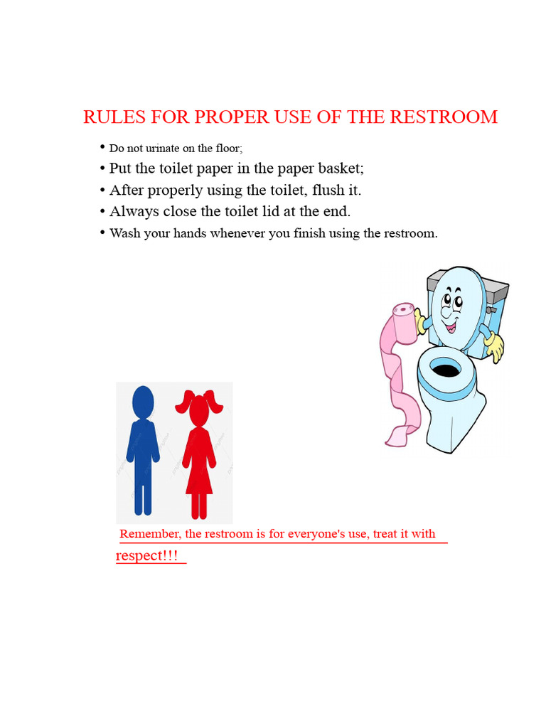 Rules For A Good Use of The CCC Restroom | PDF | Public Toilet | Toilet