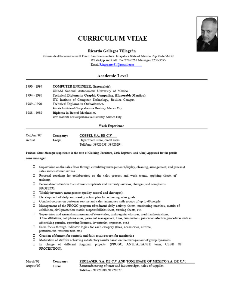 Ricardo Gallegos Villagrán CV | PDF | Computing