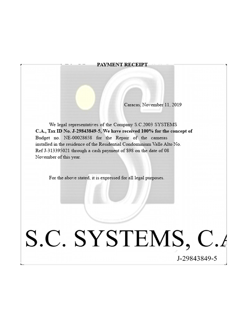 Payment Receipt for Camera Repair | PDF