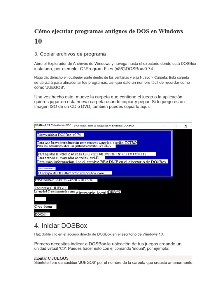 Instrucciones de DOSBox | PDF