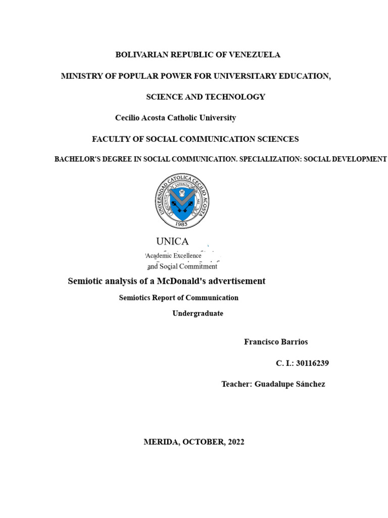 Semiotic Analysis of An Advertisement | PDF | Semiotics | Advertising