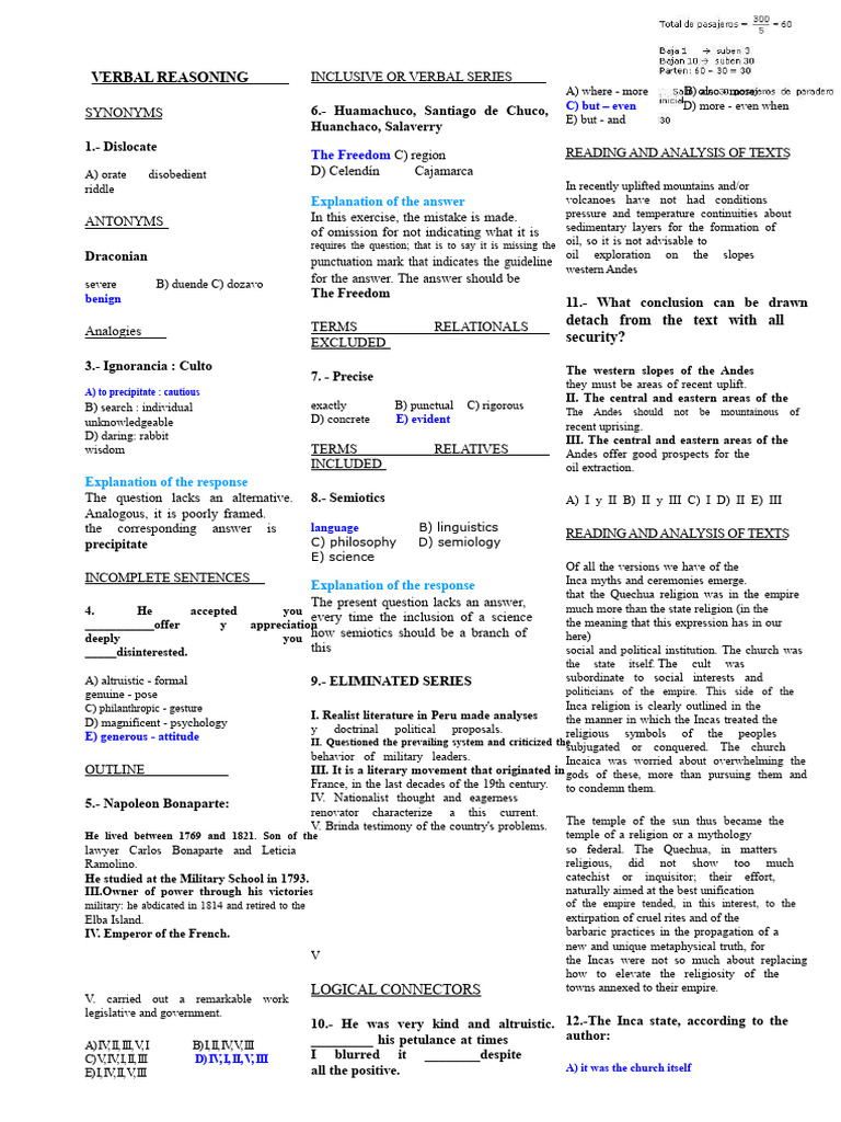 ENTRANCE EXAM 2008-II Pedro Ruiz Gallo National University | PDF ...
