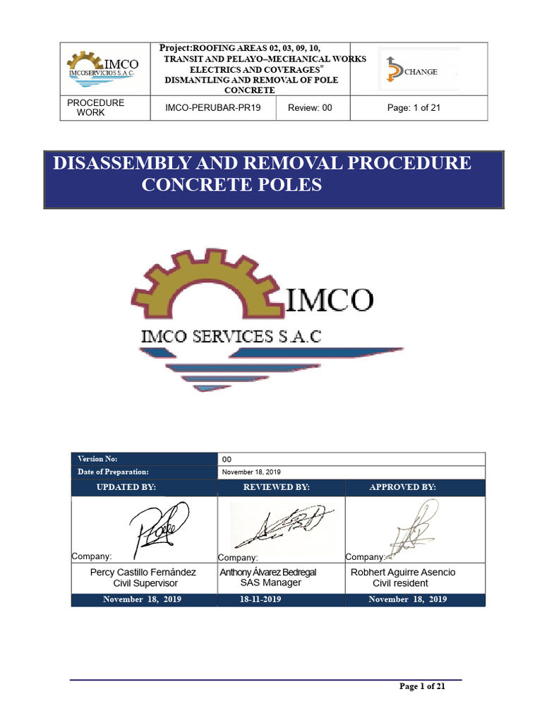 PR19 Removal of Concrete Pole Rev 00 | PDF | Crane (Machine) | Safety