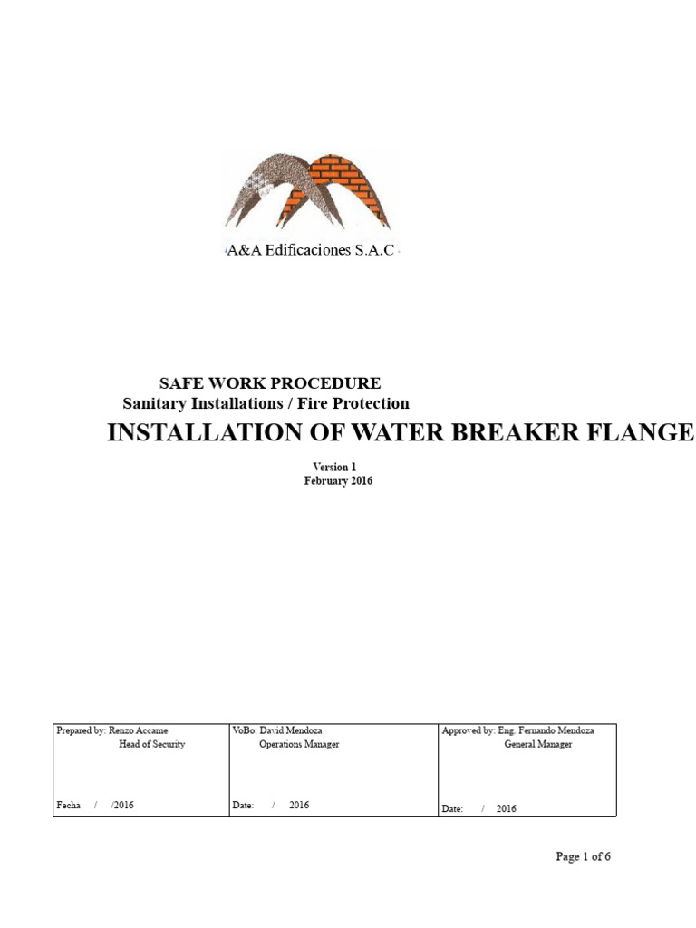 Water Breaker Flange Installation Guide | PDF | Specification ...