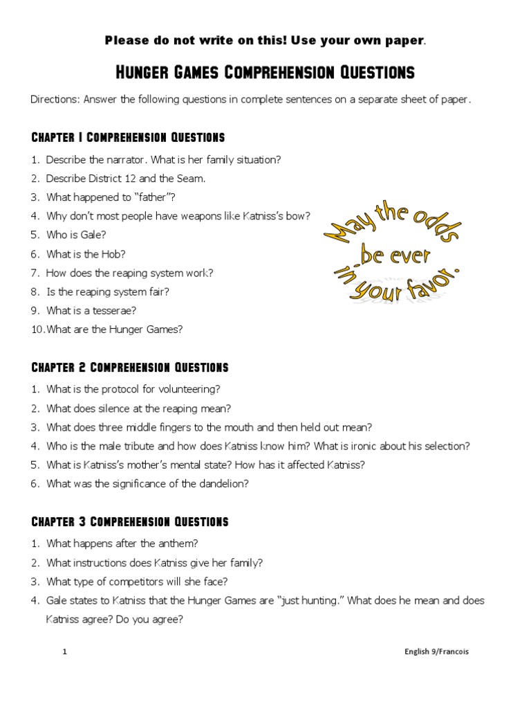 Hunger Games Comprehension Questions | PDF