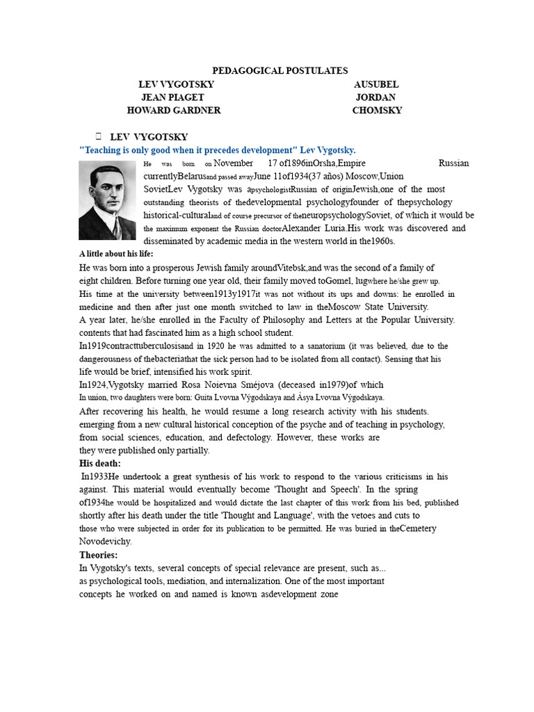 PEDAGOGICAL POSTULATES | PDF | Intelligence | Cognitive Development