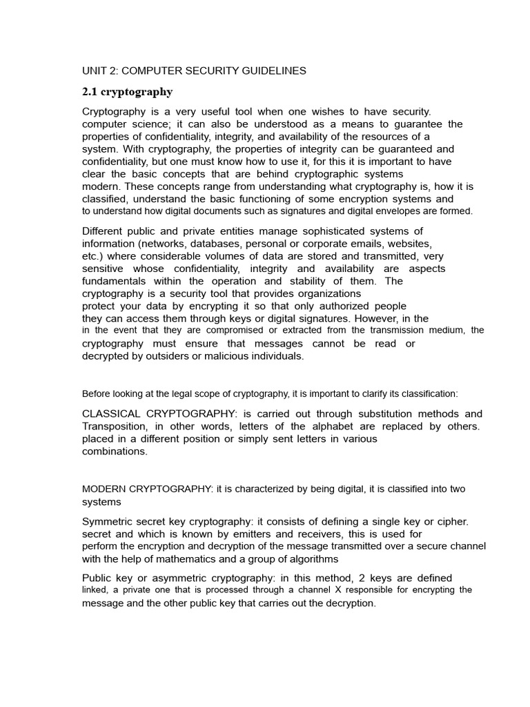 UNIT 2 Guidelines For Information Security. | PDF | Cryptography | Key (Cryptography)