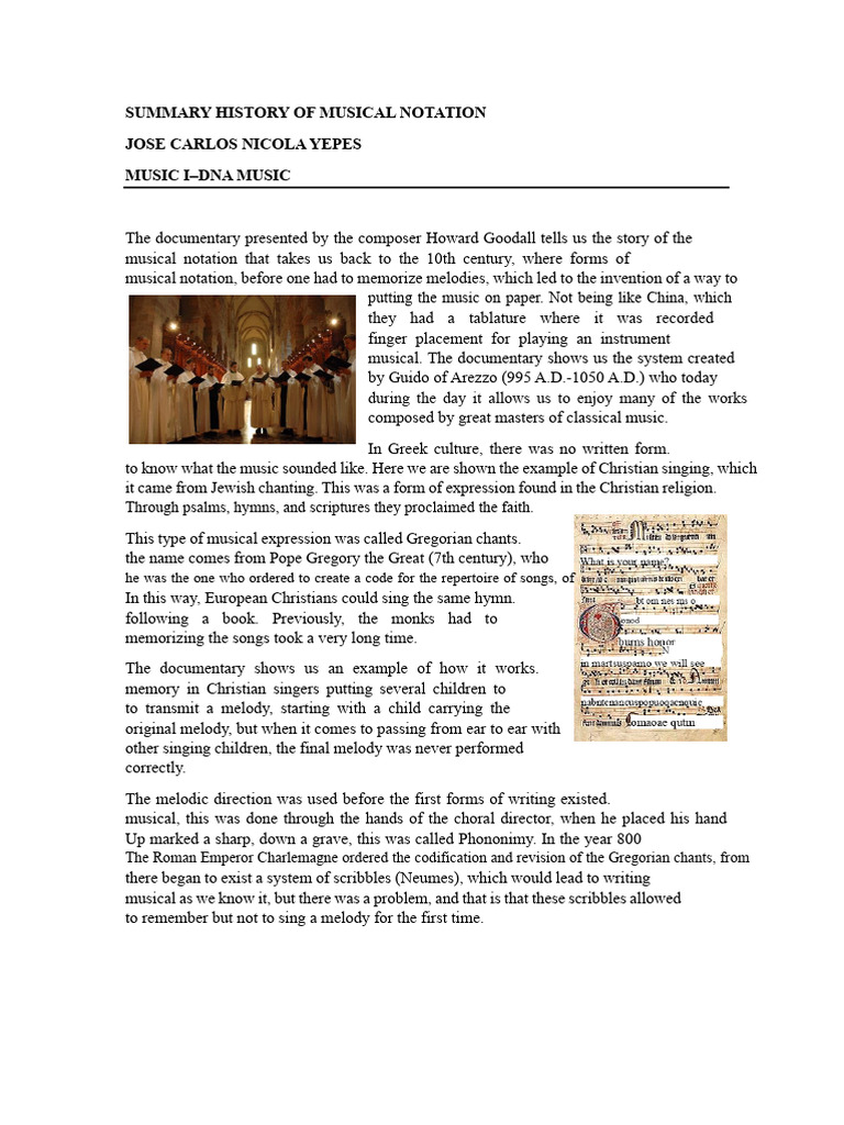 Summary of The History of Musical Notation | PDF | Musical Notation ...