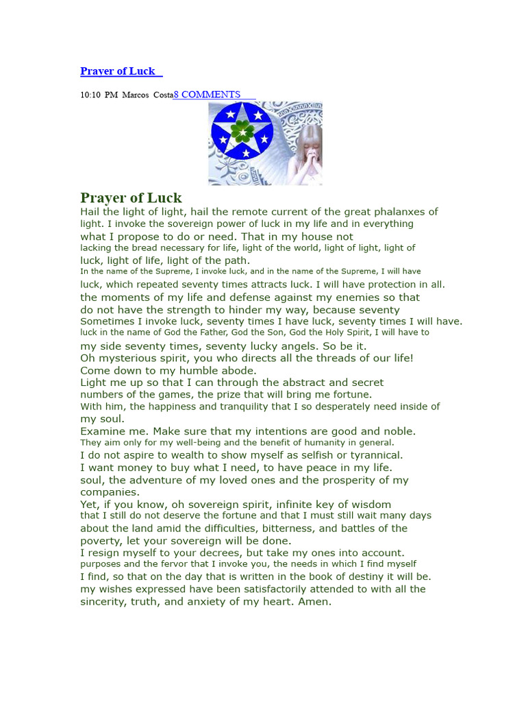 Prayer for Attracting Luck and Prosperity | PDF | Luck | Religious ...