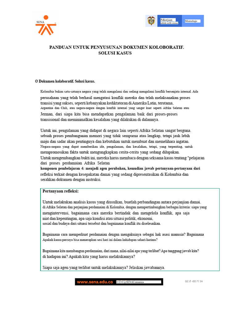 Lampiran Dokumen Kolaboratif Kasus 240201526 AA6 EV01 | PDF