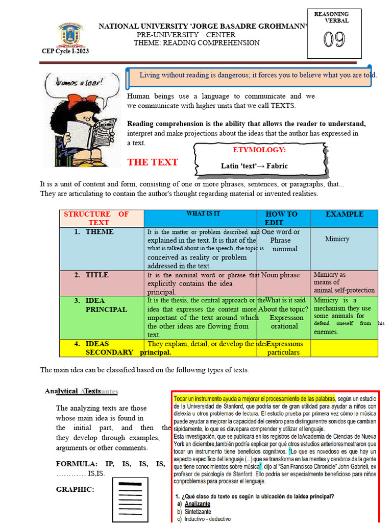 Practice N°09 Verbal Reasoning - With Keys PDF | PDF | Reading Comprehension | Inference