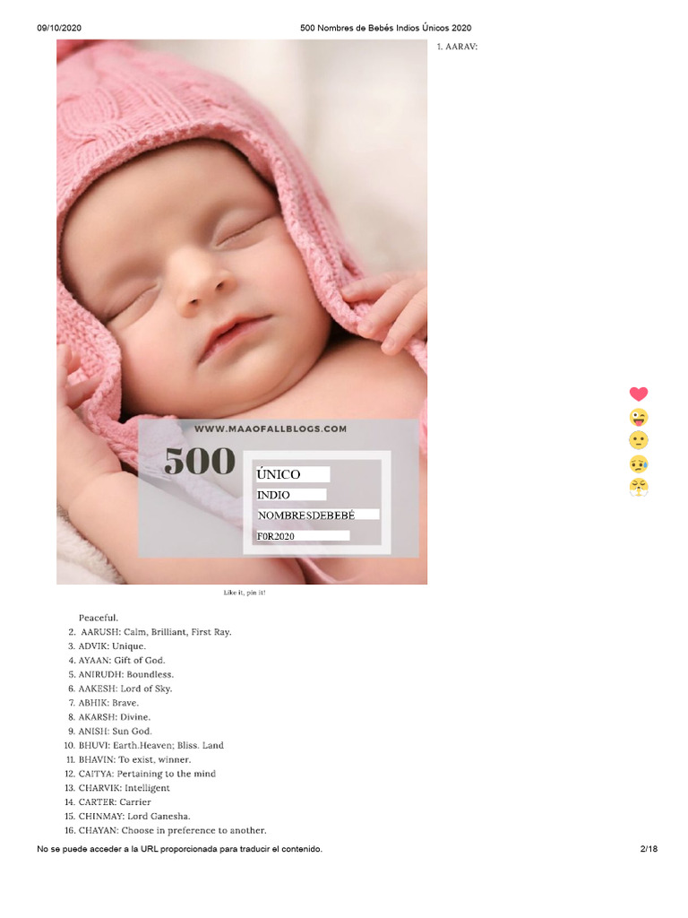 500 Nombres de Bebés Indios Únicos 2020 | PDF