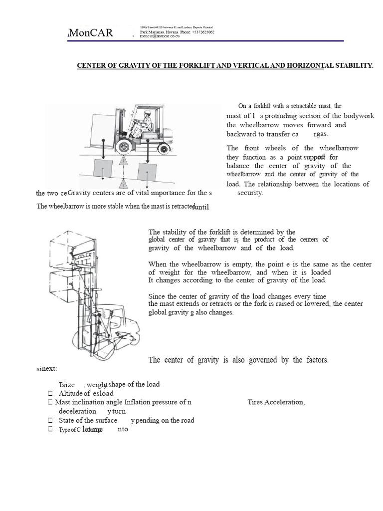 Stability and Center of Gravity of The Forklift | PDF | Center Of Mass ...