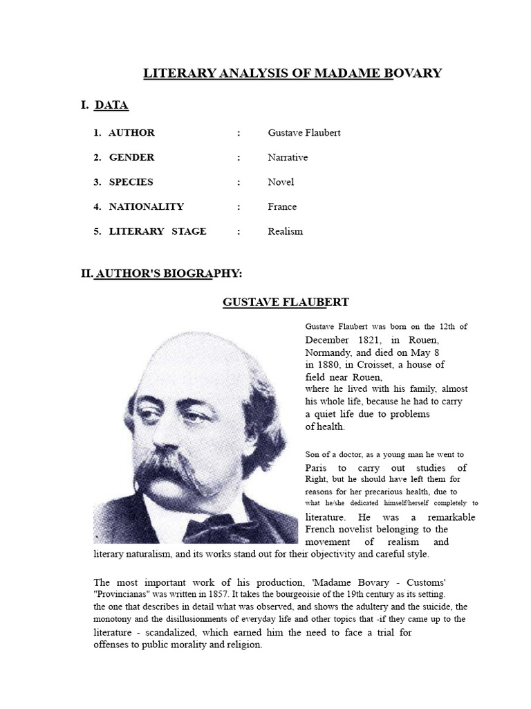 Literary Analysis of Madame Bovary | PDF | Madame Bovary | Gustave Flaubert