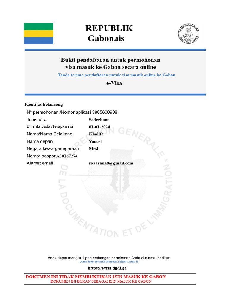 Pendaftaran e-Visa Gabon Online | PDF