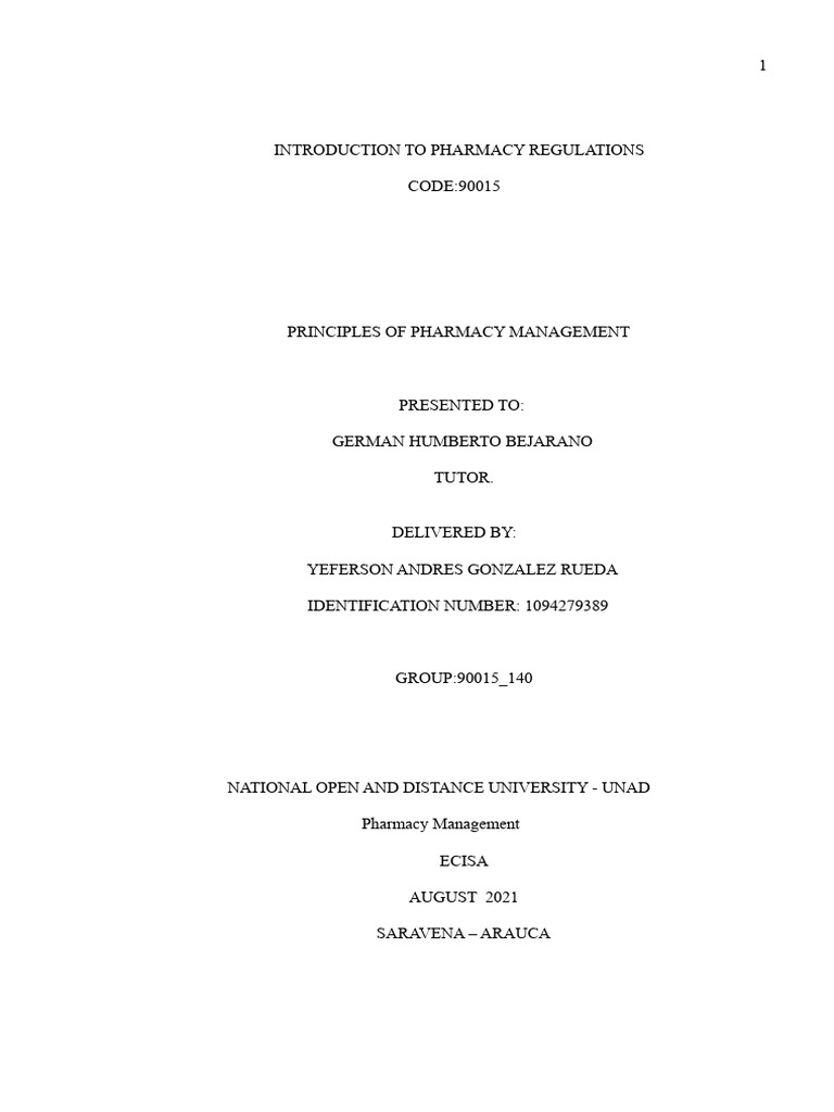 Task 2 Principles of The Regency Gonzalez Yeferson | PDF | Pharmacy ...