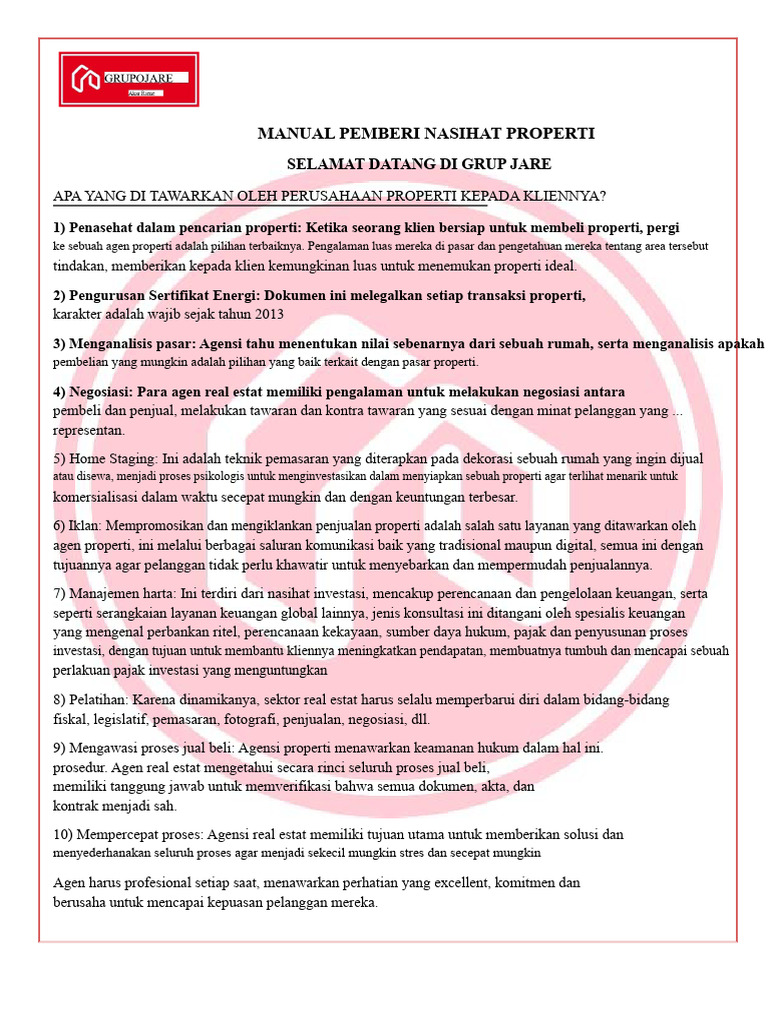 Manual Penasehat Properti | PDF