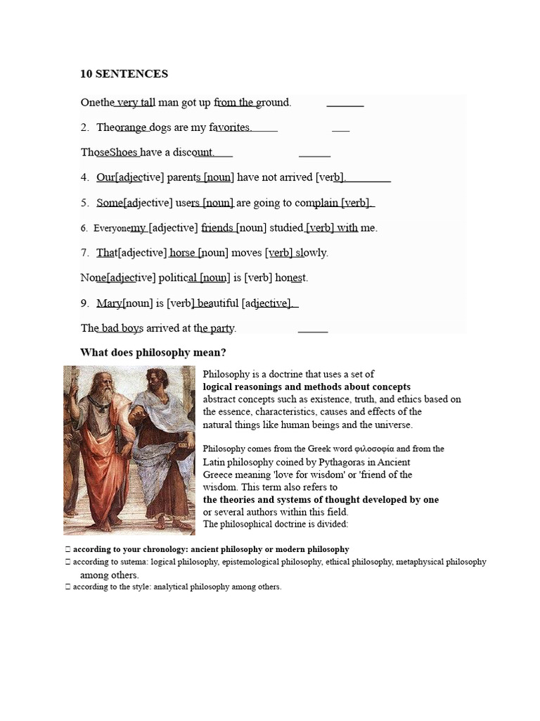 10 Sentences About What Philosophy Is | PDF | Noun | Thought