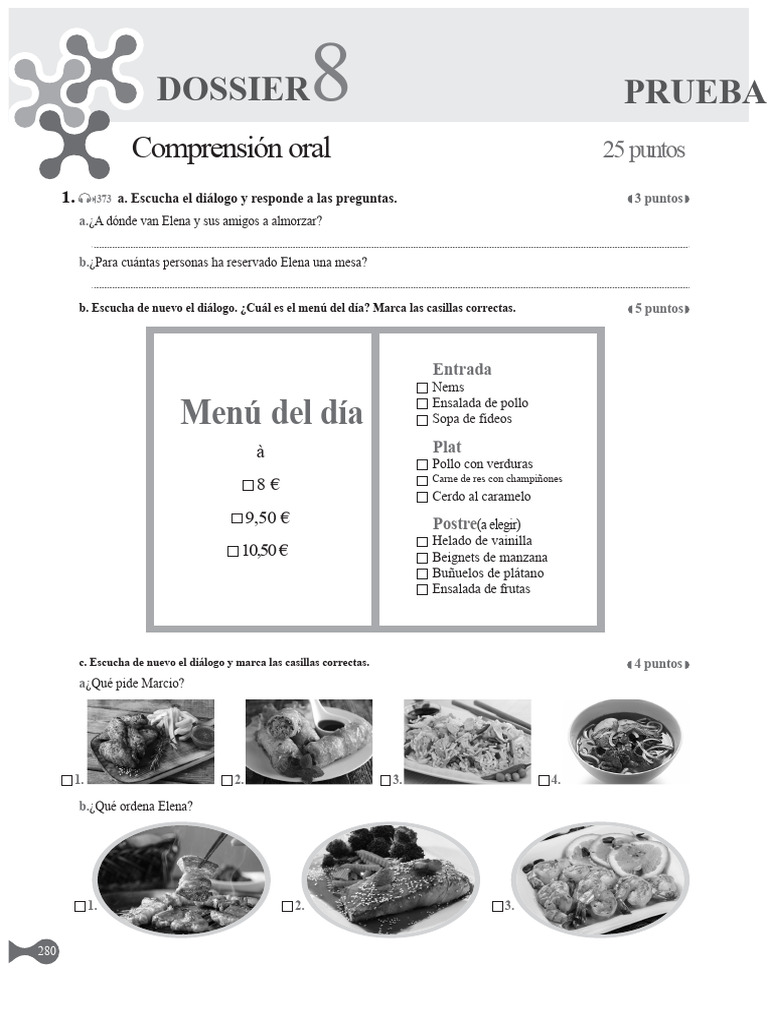 Prueba de Comprensión Oral y Escrita en Francés | PDF | Alimentos | Cocina