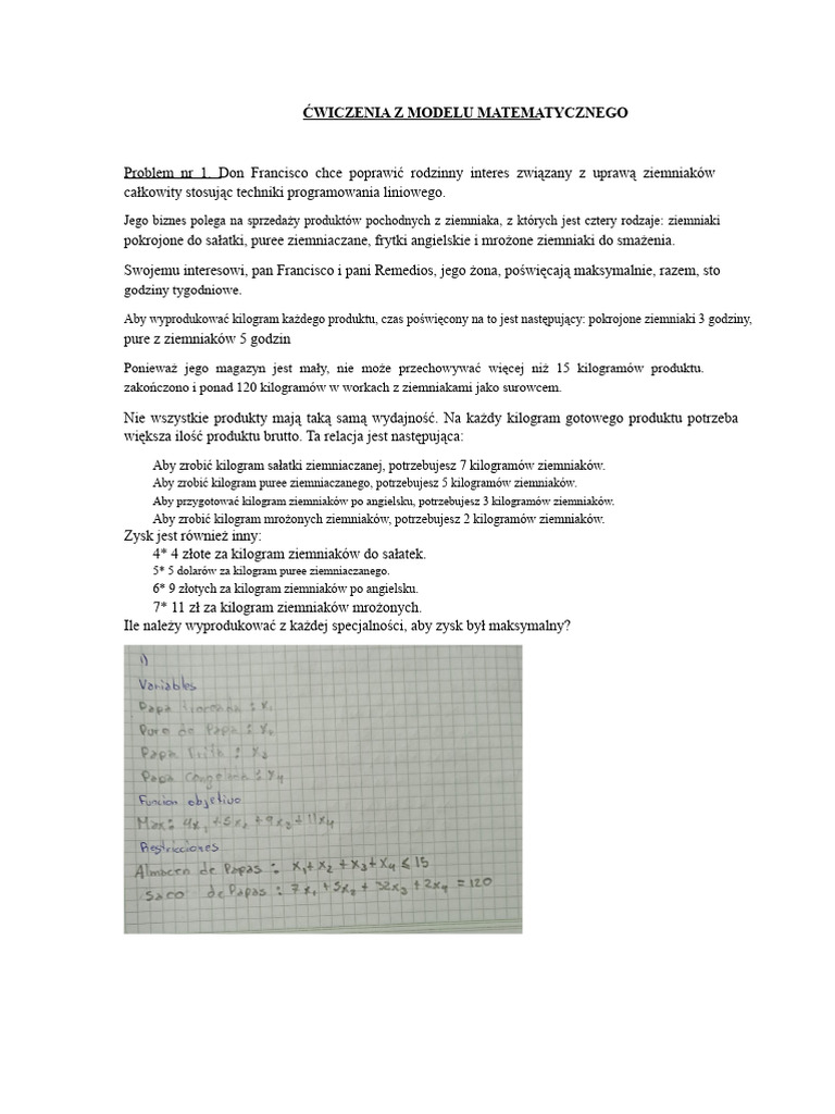 Ćwiczenia Z Modelu Matematycznego | PDF