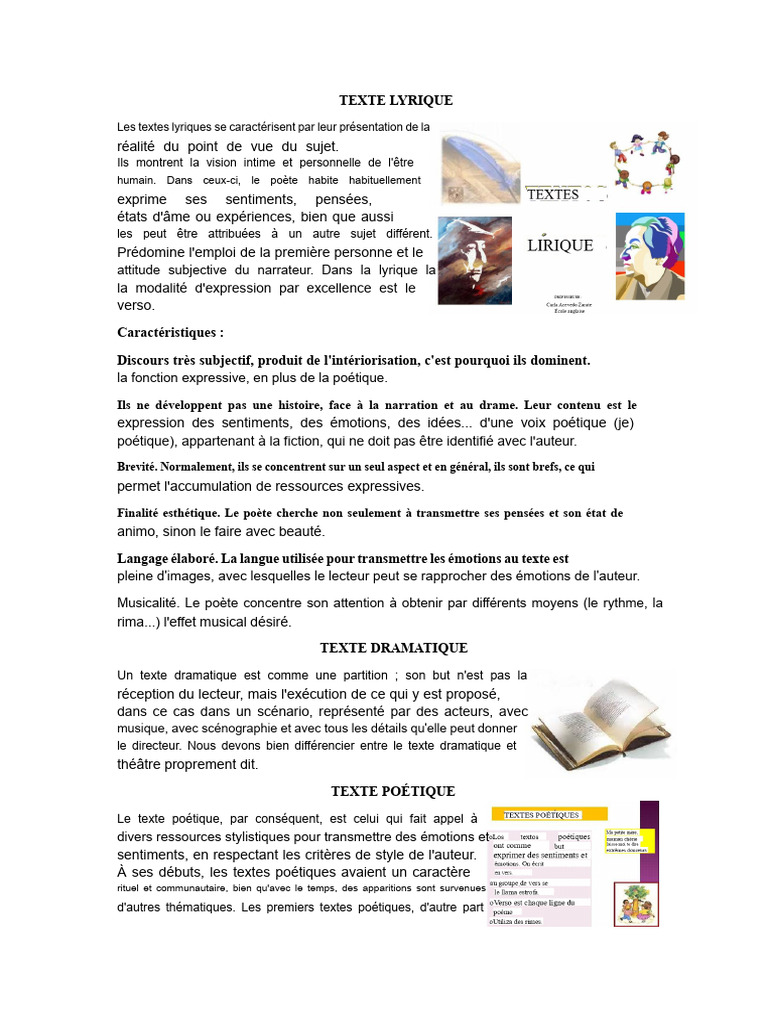 Caractéristiques des Textes Lyriques | PDF | Poésie