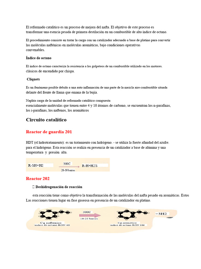 Resumen de Reformado Catalítico | PDF | Catálisis | Gasolina