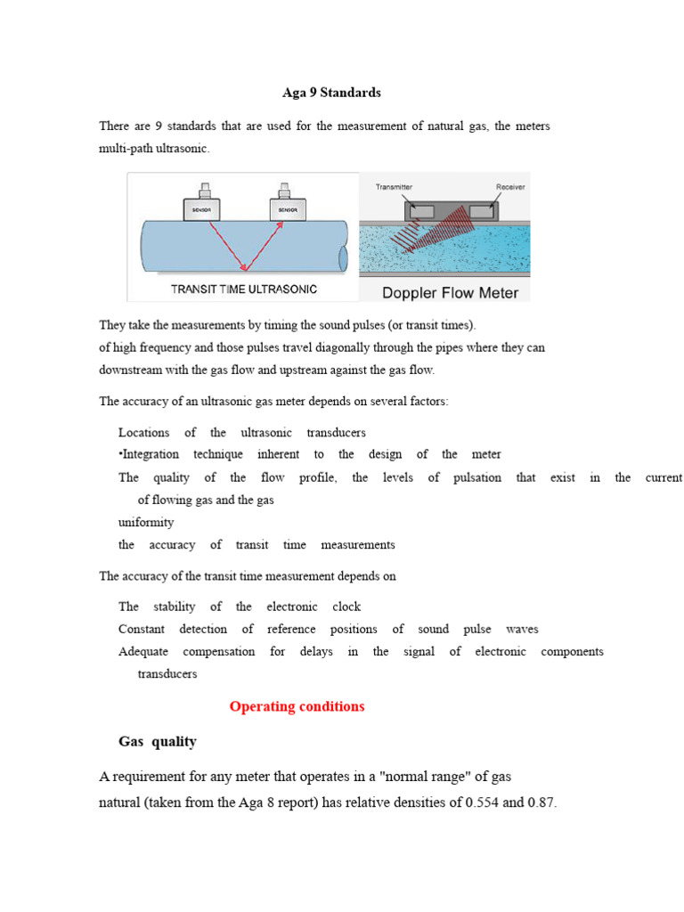 Understanding Aga 9 Ultrasonic Gas Meter Standards | PDF | Flow ...