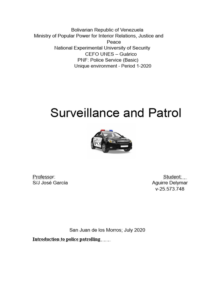 Police Surveillance and Patrolling | PDF | Police | Crime Scene