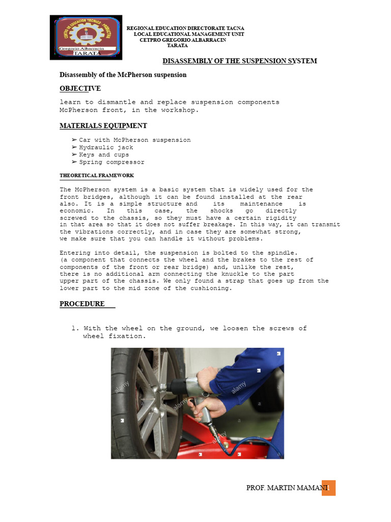 McPherson Suspension Disassembly Guide | PDF | Brake | Automotive Industry