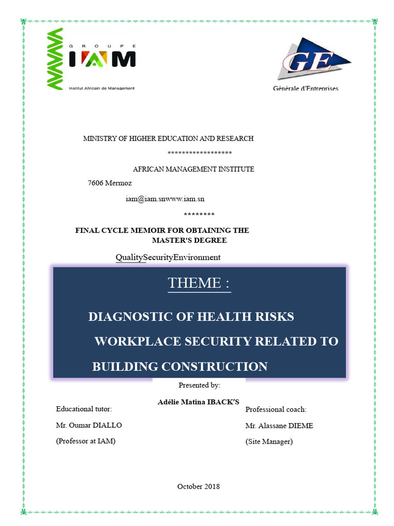 Health and Safety Risk Assessment Related To Building Construction ...