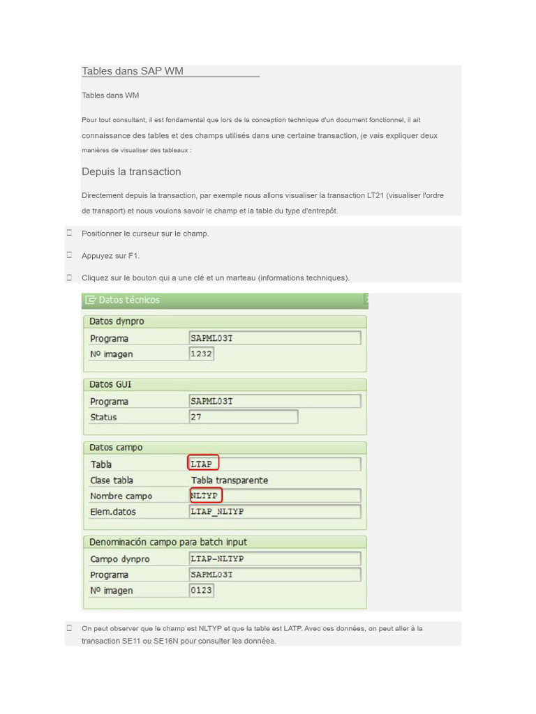 Tables essentielles dans SAP WM | PDF | Inventaire | Entrepôt