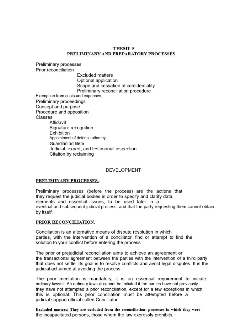 TOPIC 9 Preliminary and Preparatory Processes | PDF | Lawsuit | Justice