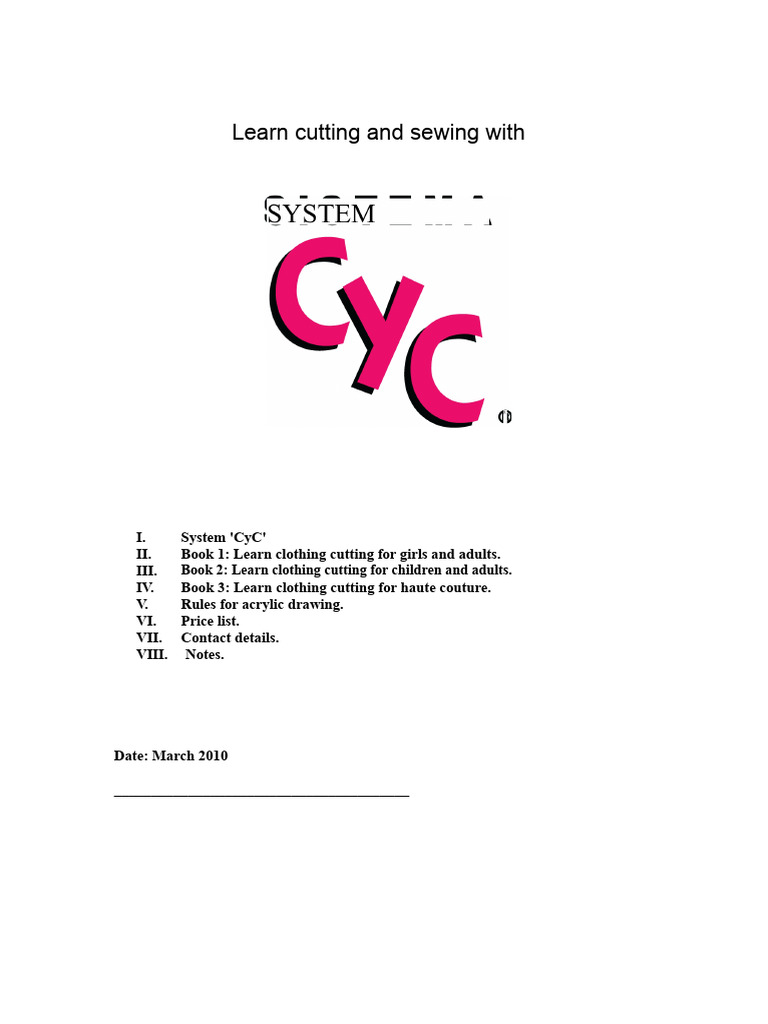 CyC System | PDF | Sewing | Seam (Sewing)