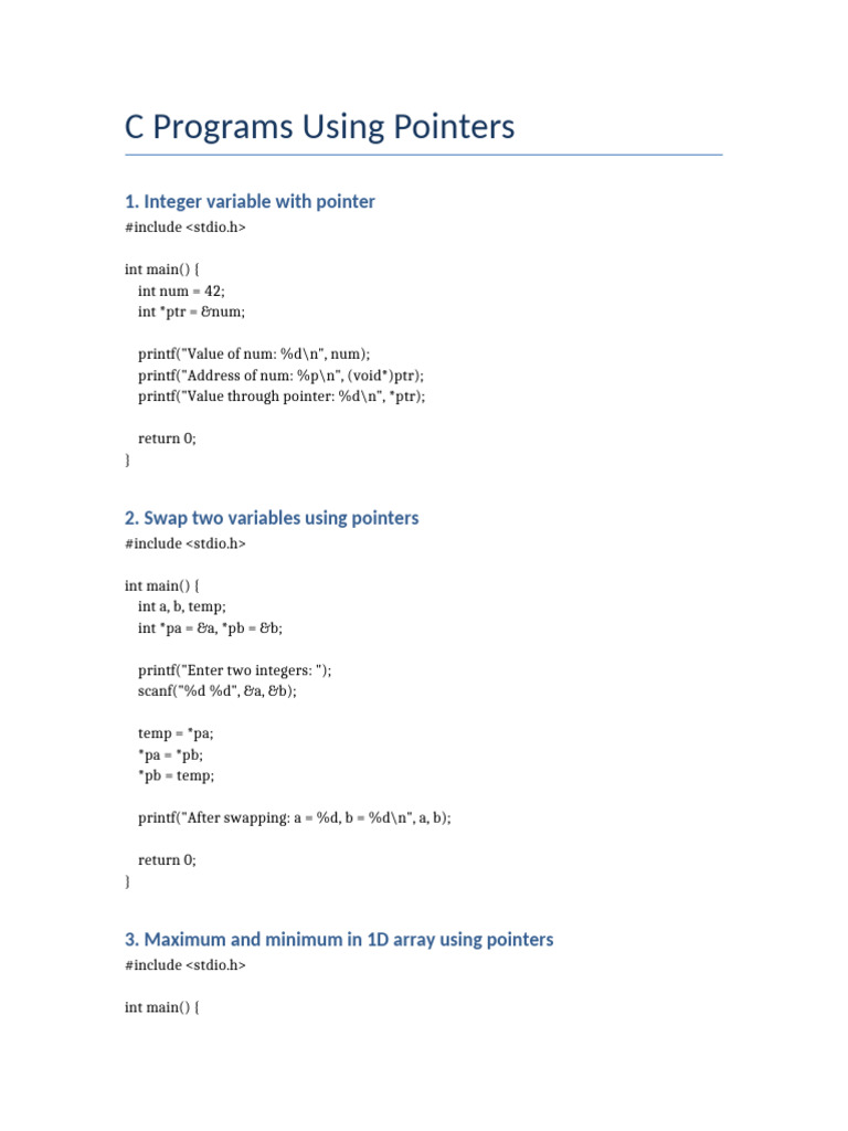 Pointer Programs | PDF