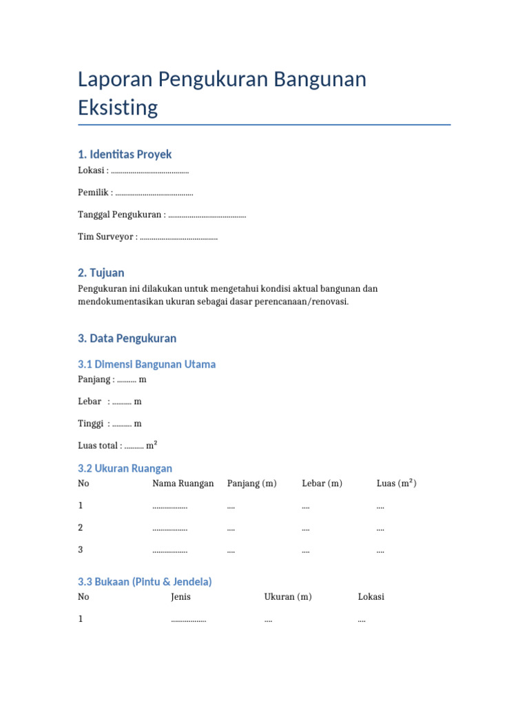 Laporan Pengukuran Bangunan Eksisting | PDF