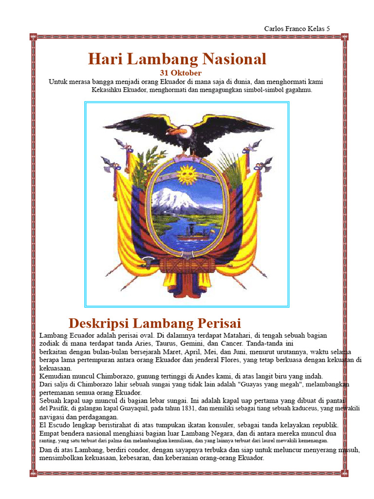 Simbol dan Sejarah Lambang Ekuador | PDF