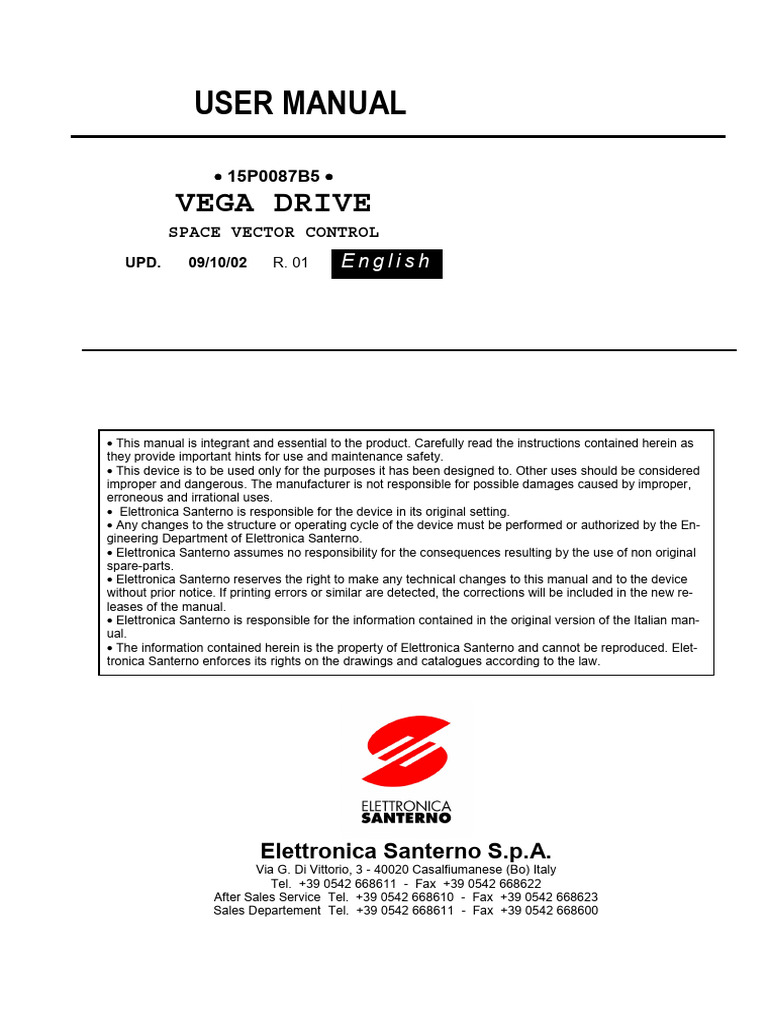 Vegadrive (Santerno) | PDF | Power Inverter | Mains Electricity