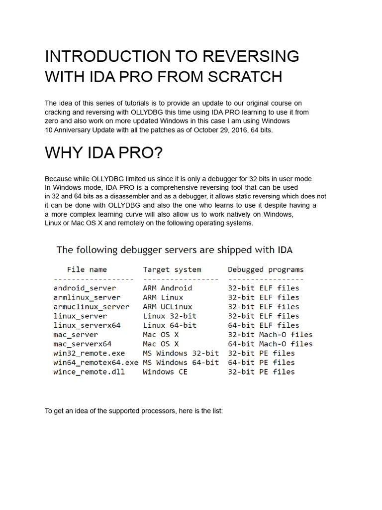 IDA Pro Reverse Engineering Basics | PDF | Microsoft Windows | 64 Bit ...