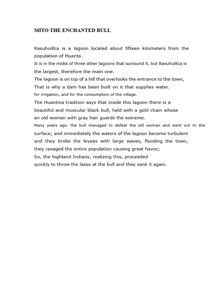 Myth of The Enchanted Bull | PDF