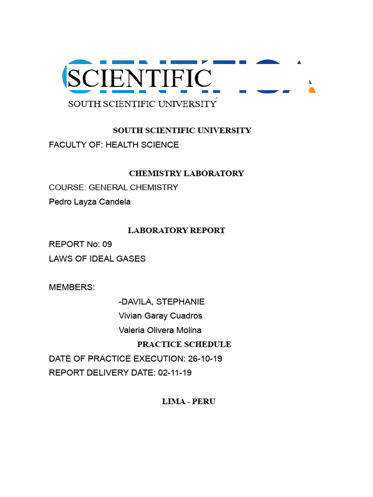 Report 8 Chemistry - Laws of Ideal Gases | PDF | Gases | Pressure