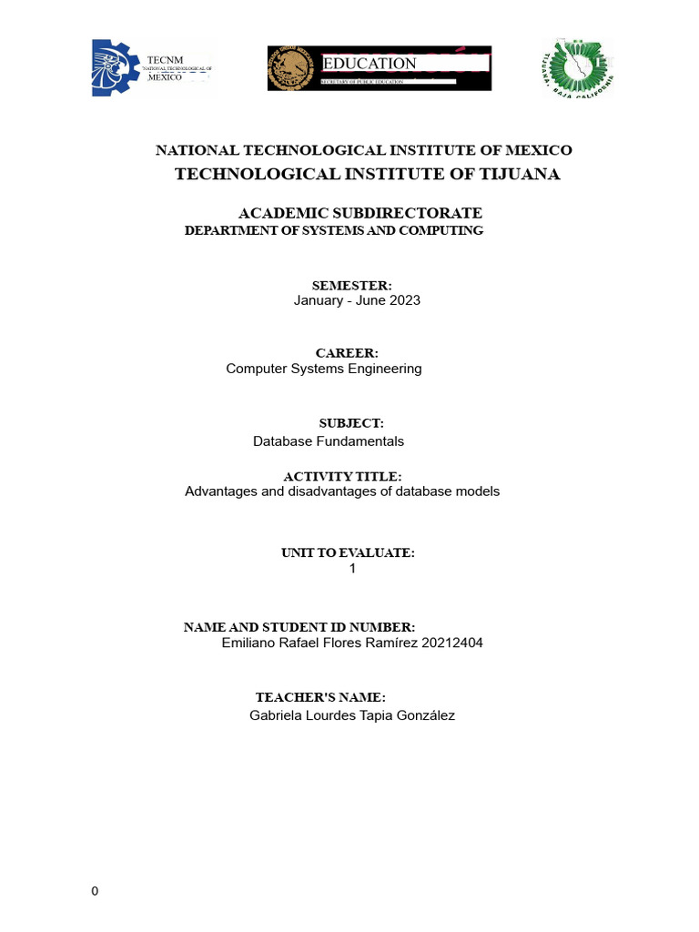Advantages and Disadvantages of Database Models | PDF | Databases ...