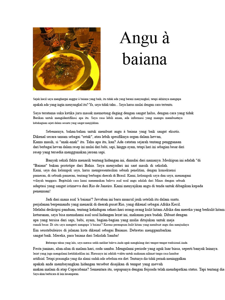 Resep Angu à Baiana yang Lezat | PDF