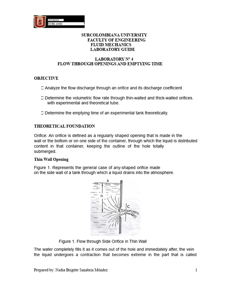 Flow Analysis in Orifices Lab Guide | PDF | Flow Measurement | Fluid ...